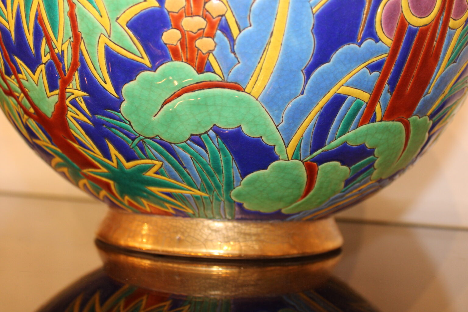 Grand vase boule Emaux de Longwy - Galerie Damien Tison